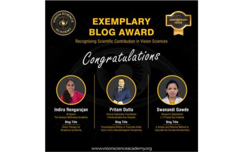 Exemplary Blog Award for Scientific Contribution - Vision Science Academy
