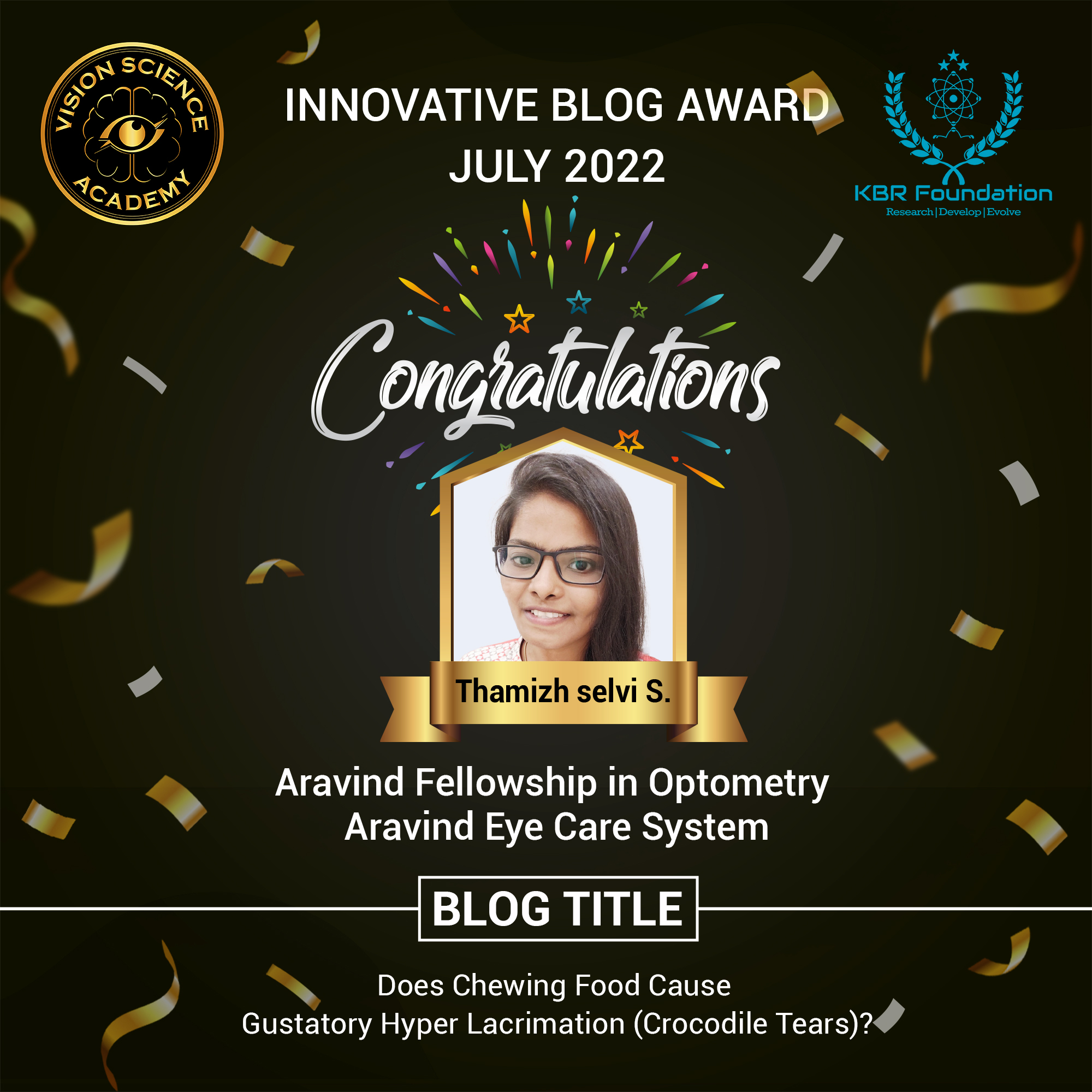 VSA - KBRF Awards | July 2022 - Vision Science Academy